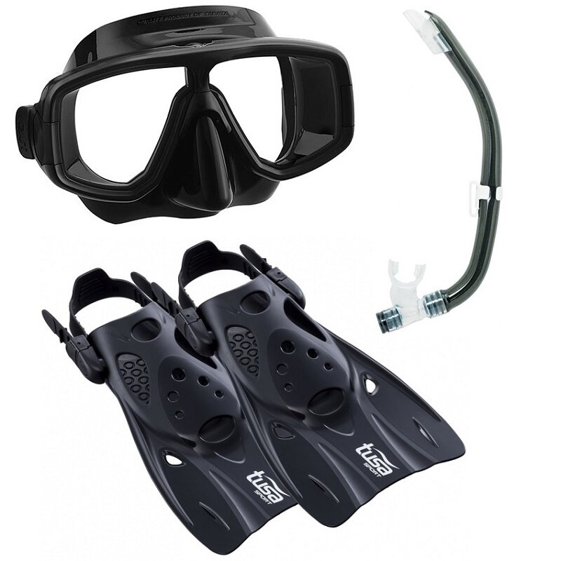 Маска трубка ласты набор TUSA Sport UPR0101 р. L (40-46) черный
