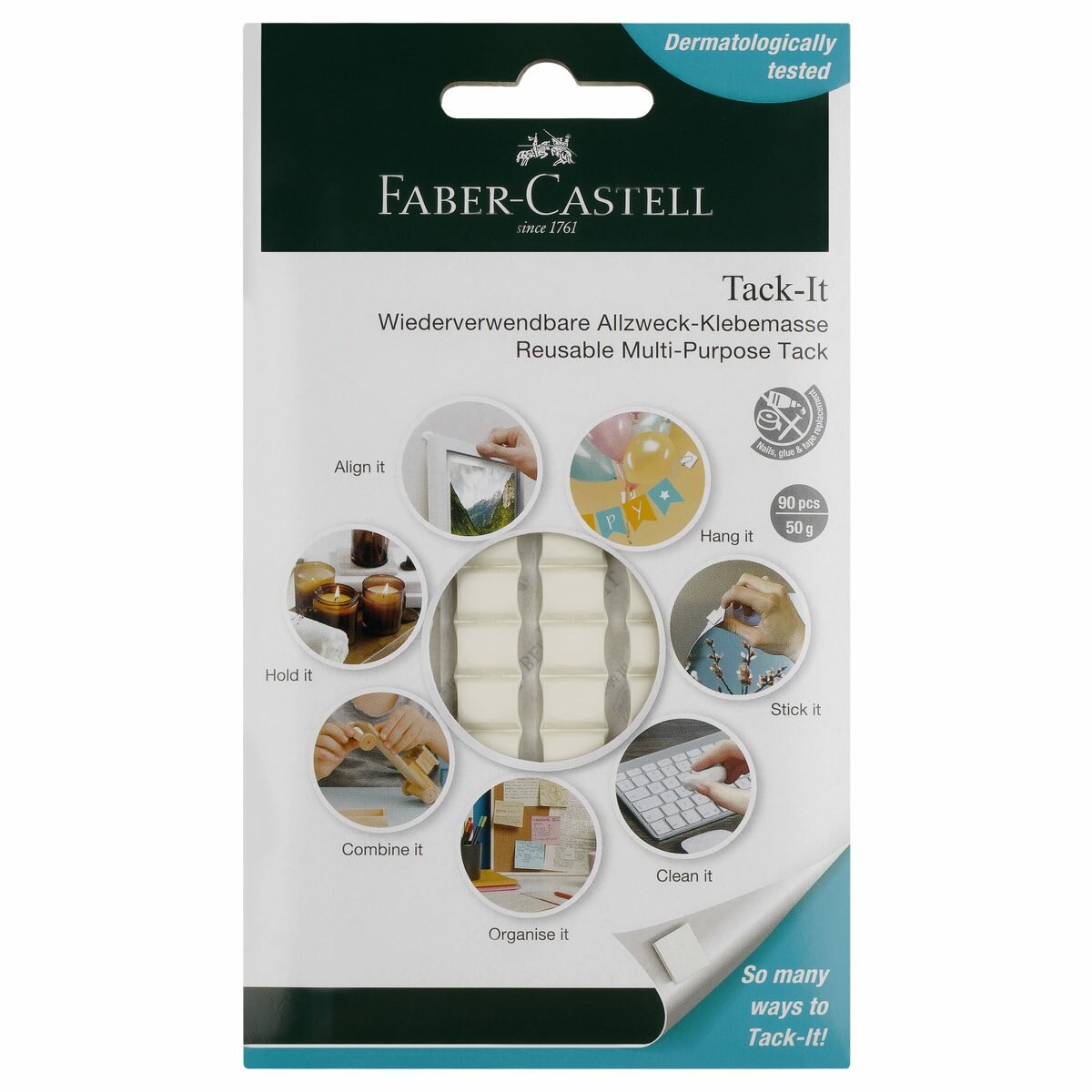 Масса для приклеивания Faber-Castell "Tack-It", 90 кубиков, 50г, картон. уп. (589150), 25 уп.