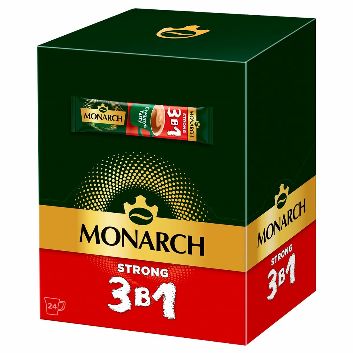 Кофе растворимый Monarch Strong, 3в1, порошкообразный, порционный, 24 пакетиков*13г (S8552), 1 уп.