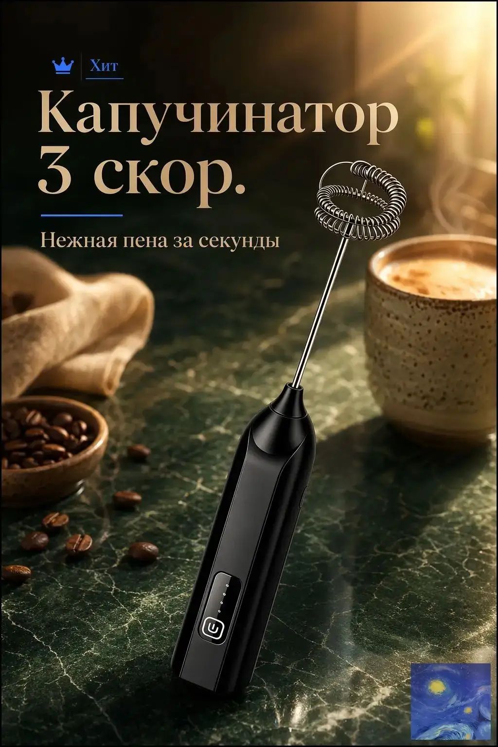 Электрический вспениватель для молока, беспроводной капучинатор, 3 скорости, USB Type-C, черный F8FQ