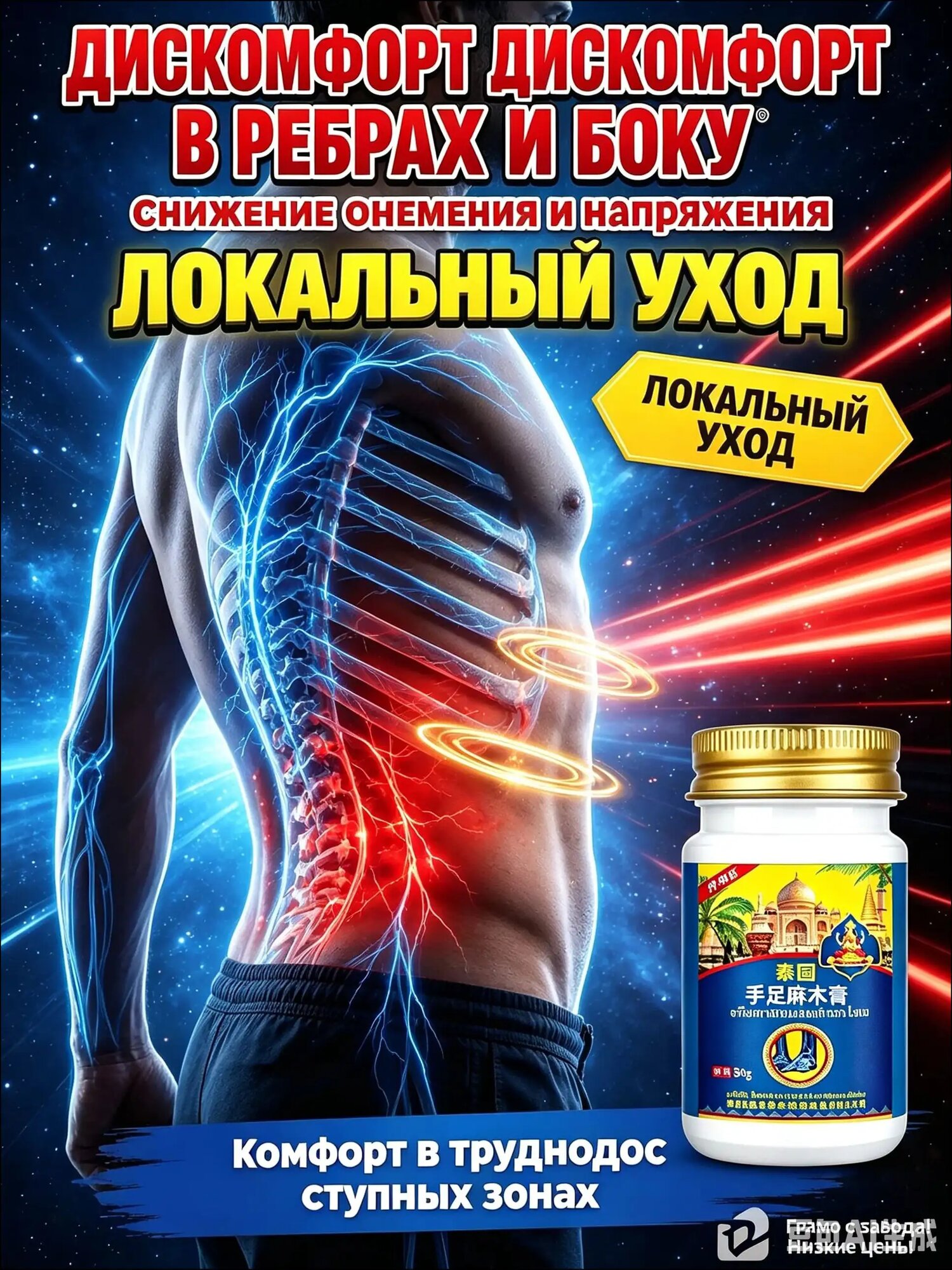 Мазь от онемения пальцев, кистей, локтей, плеч и ног 50 г.