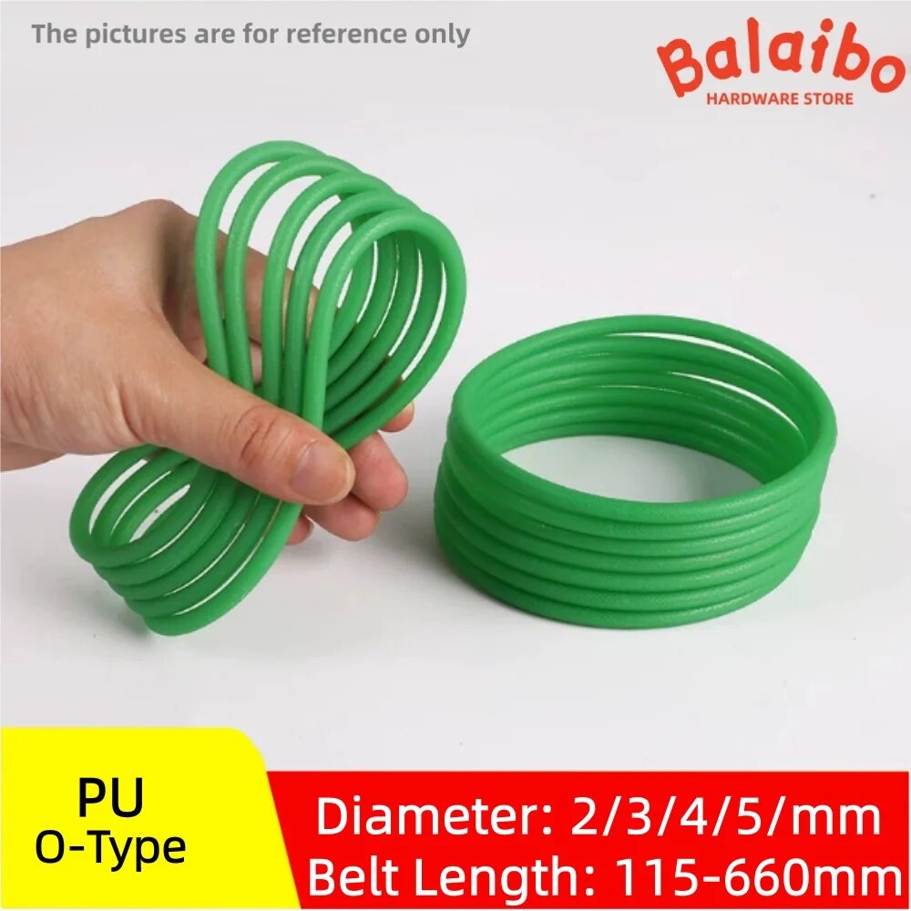 Зеленый бесшовный круглый ремень из ПУ 2/3/4/5 мм 115-660 мм 1pcs, Dia 5x550mm