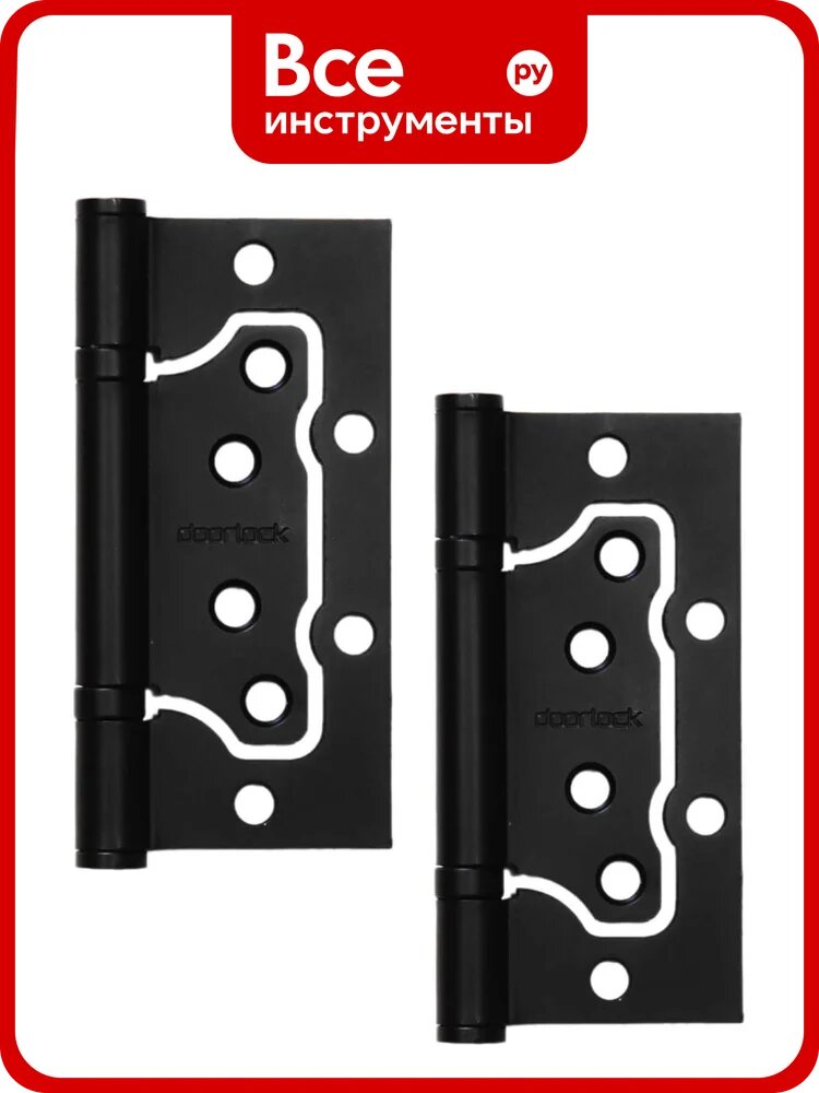 Петля карточная без врезки Doorlock H100/76/2BB Black черная, 100x76x2,5 мм, 2 шт 77022