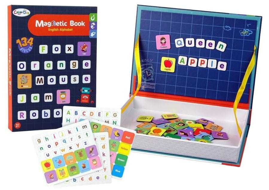 Головоломка Lean Toys магнитная книга английский алфавит, 134 магнита