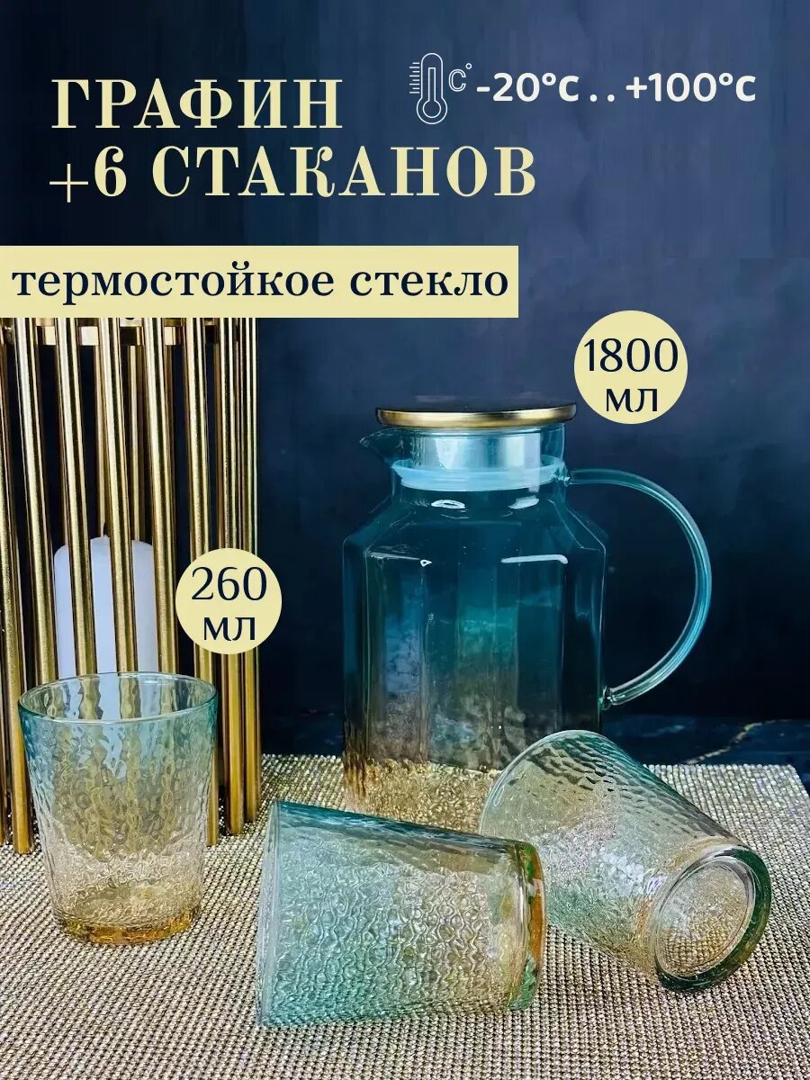 Набор графин 1,8 л и 6 стаканов 360мл