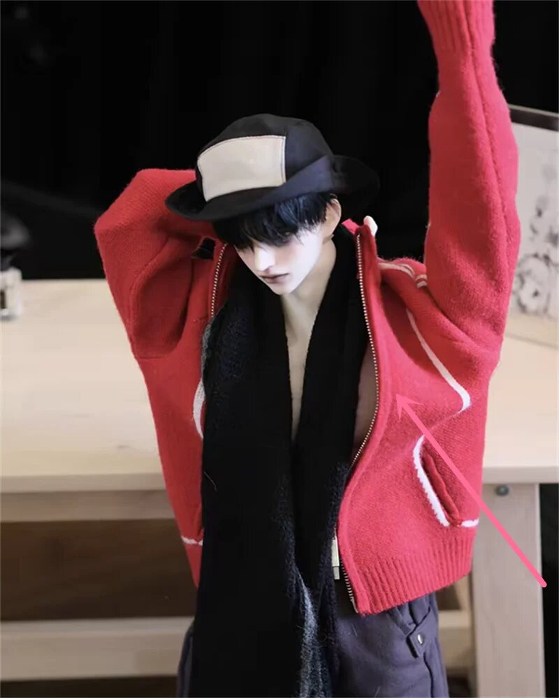 Красный вязаный кардиган для кукол BJD Uncle Size