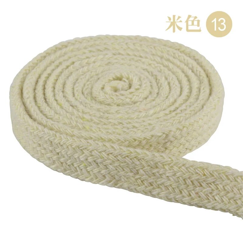 Хлопковый плетеный шнур 10 мм, 2/5/100 ярдов Бежевый, 10mm 5yards, beige