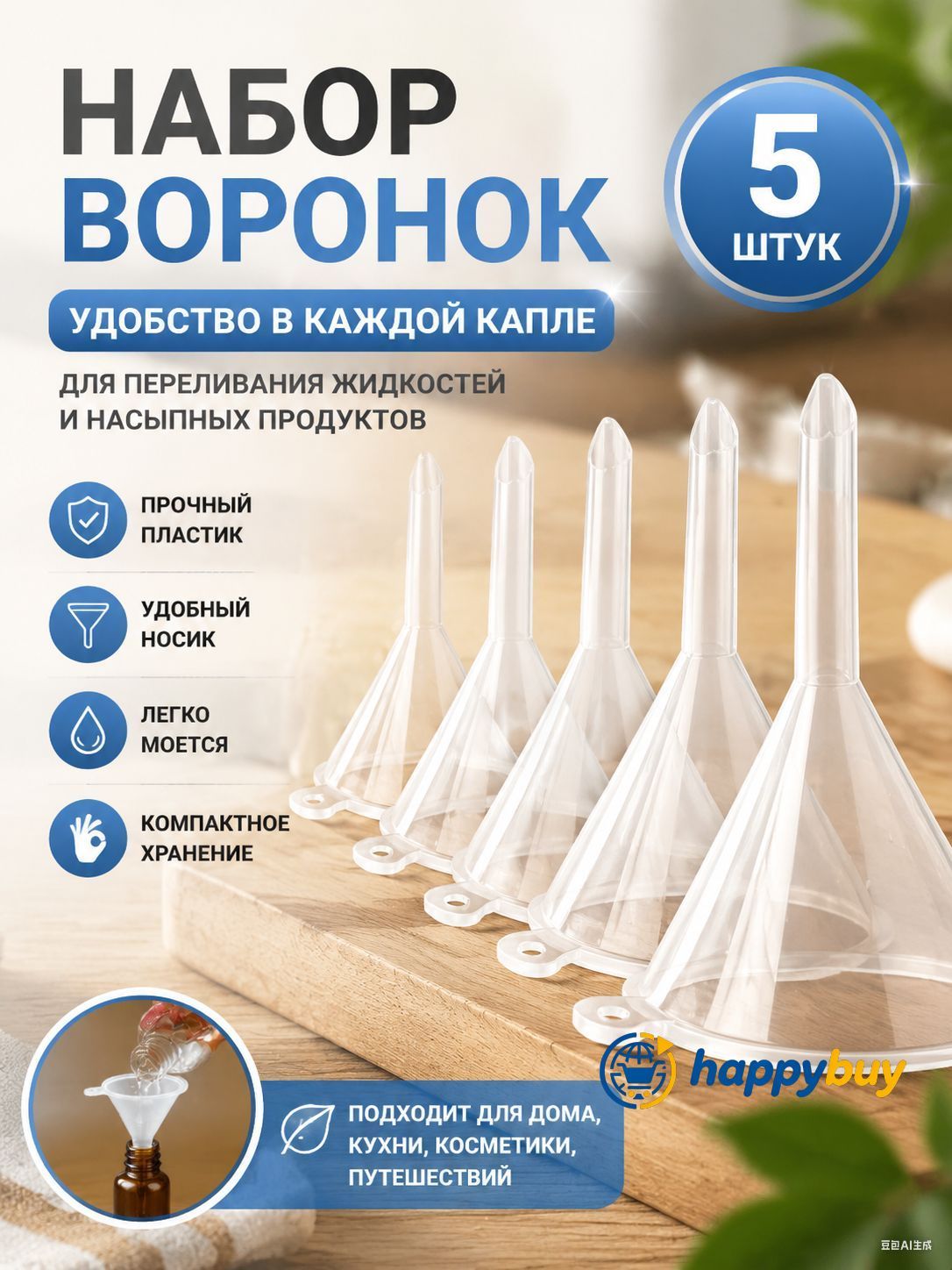 Воронка для коктейлей, 5 шт