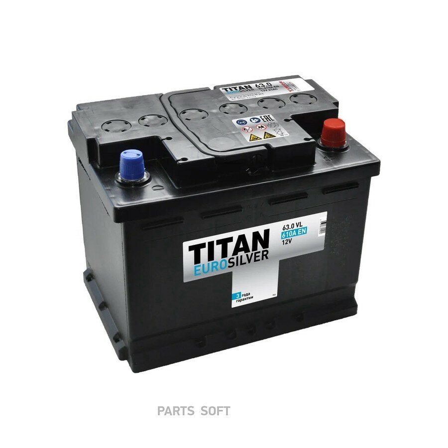 (204) 4607008887624 TITAN АКБ TITAN EUROSILVER 6СТ-63.0 A/h (-/+) 12V 610 A EN 242 х 175 х 190 kamina от официального дистрибьютора, TITAN, артикул 4607008887624