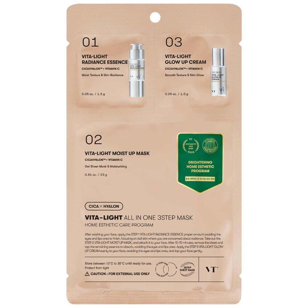 VT Cosmetics Vita-Light All In One 3 Step Mask 24/1.5/1.5g Трёхступенчатый набор с витамином С для сияния кожи, VT487, VT Cosmetics