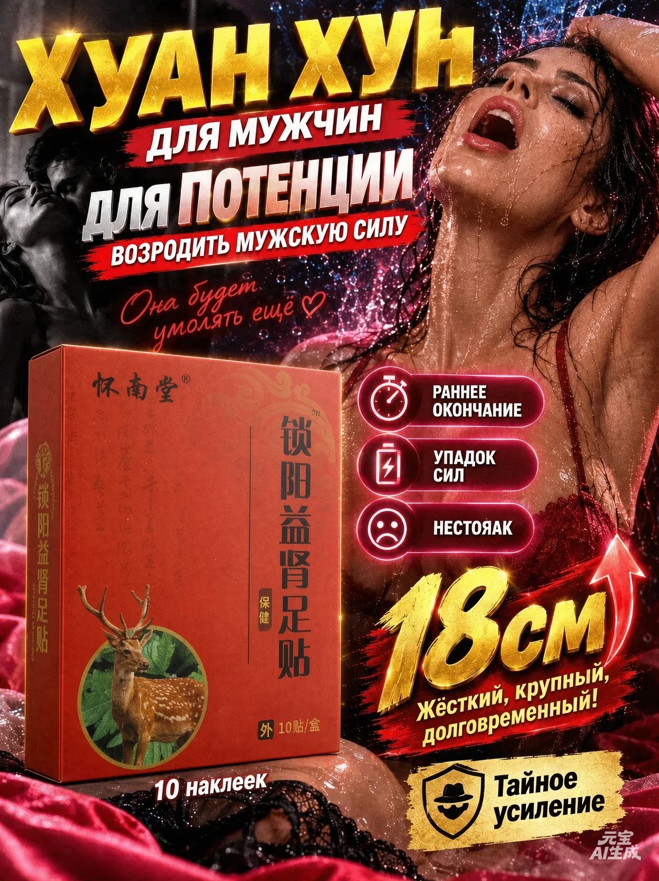 Пластырь от простатита: укрепляет почки, повышает потенцию, лечит импотенцию и преждевременную эякуляцию, 100%