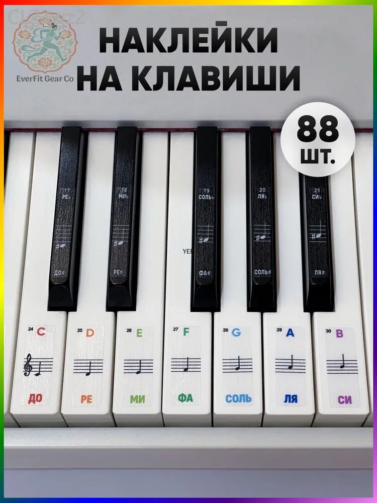 Популярные наклейки для клавиш синтезатора, цветные