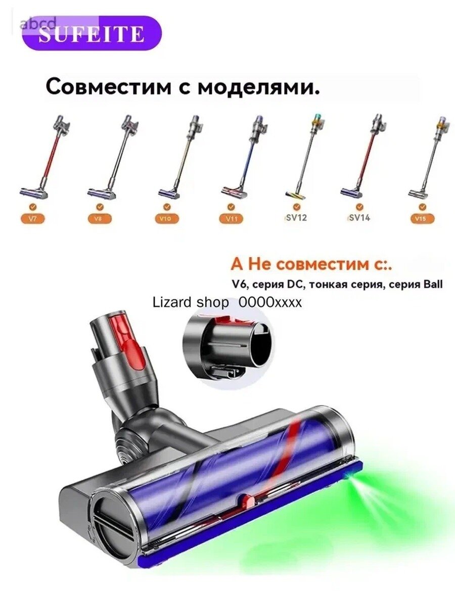 Щетка для пола для пылесосов Dyson V7 V8 V10 V11 V15 Турбо-щетка для ковров, ковровых покрытий, ламината, паркета и плит