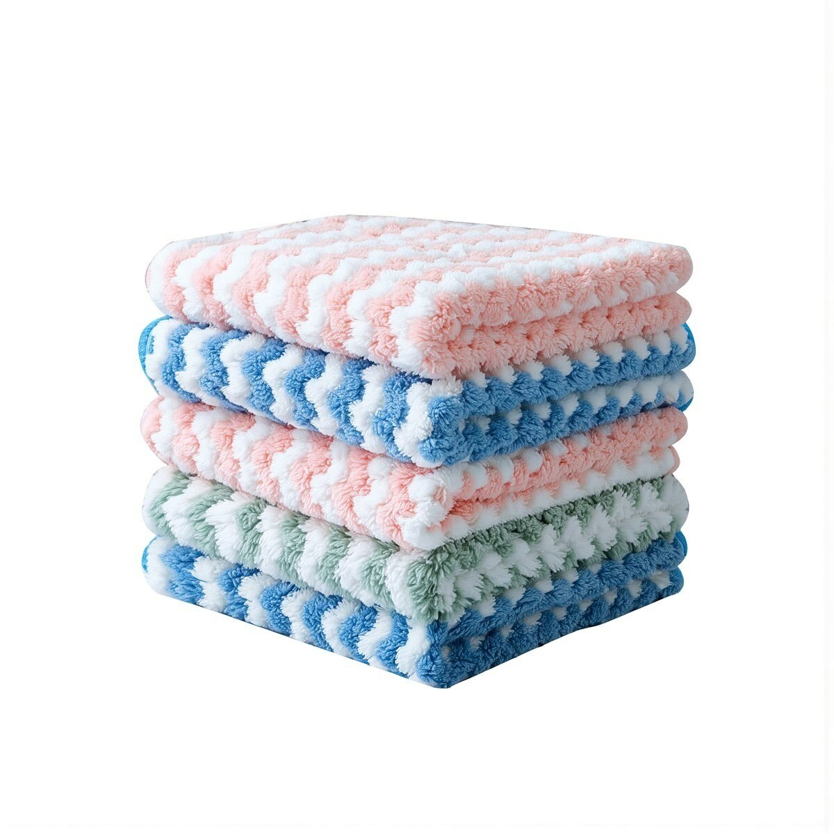 Салфетка для уборки из мягкой плотной ткани полосатый узор высокая впитываемость не деформируется после стирок для мытья посуды дома, 25*25 с подшитыми краями