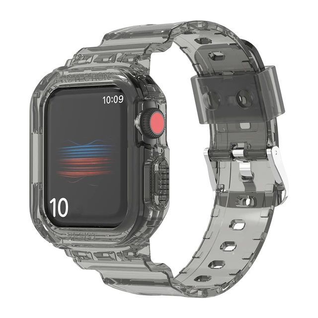 Браслет для смарт-часов Apple Watch 40/41 мм с защитным бампером, Clear Black