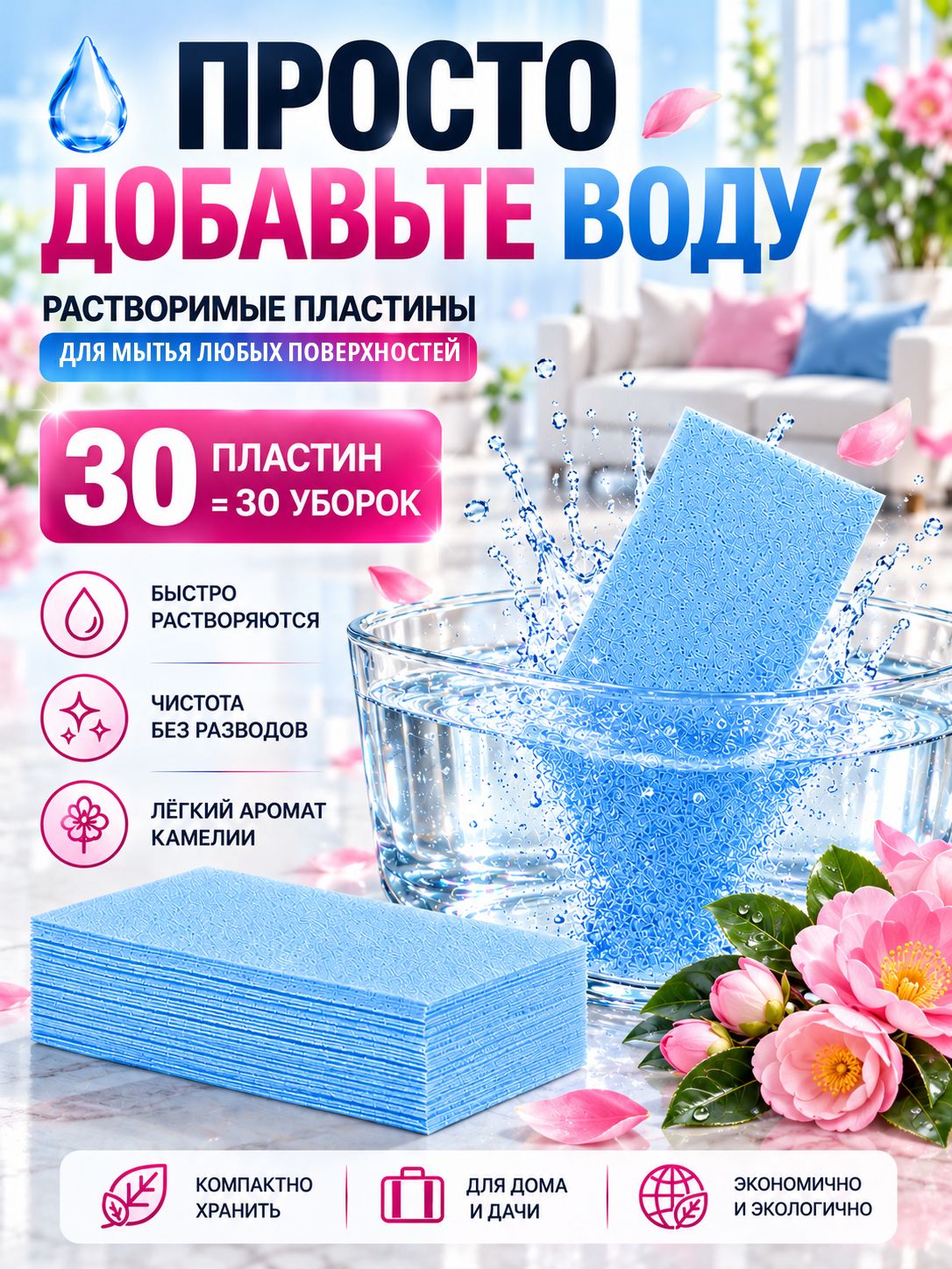 Средство для мытья пола, пластины для мытья полов, 30шт