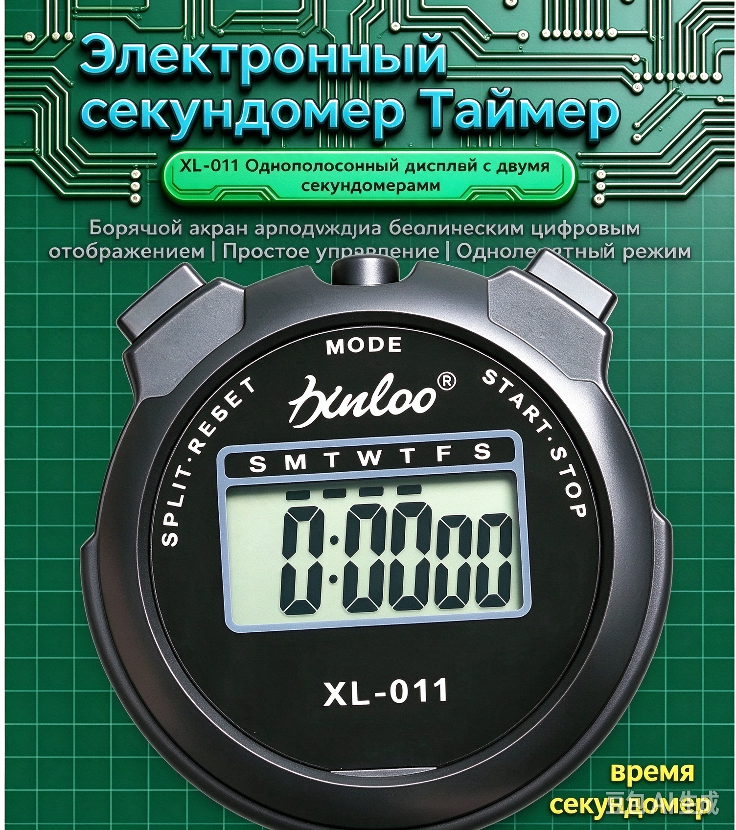 Спортивный электронный секундомер однострочный: водонепроницаемые часы с таймером