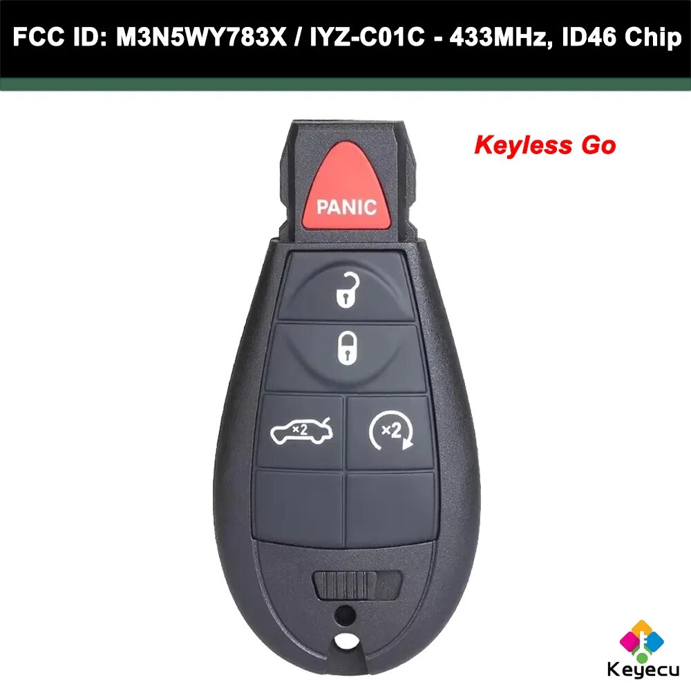 Умный дистанционный ключ KEYECU Keyless Go с 5 кнопками для Chrysler 300 для Dodge Magnum Charger Challenger Fob M3N5WY783X/IYZ-C01C