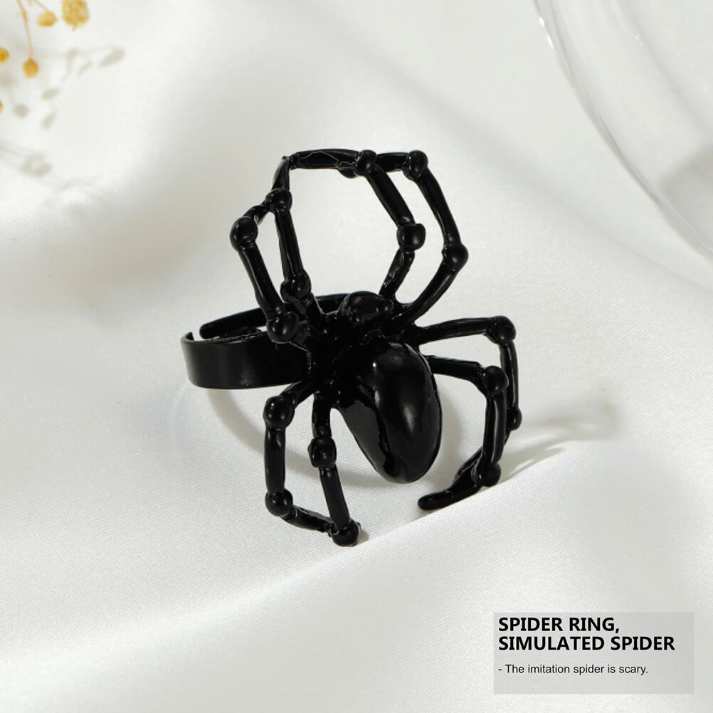 Кольца В Forme Паука Декоративные Имитации Для Halloween 2 Шт Черный Золотой Размер 4X4X2Cm