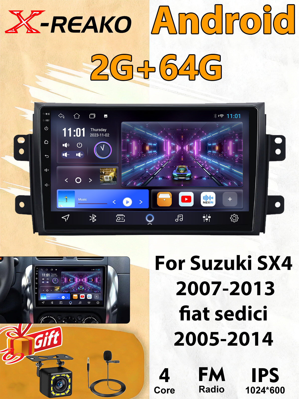 Магнитола для 2Din 9 дюймов Рамка Suzuki SX4 2007 - 2013fiat sedici 2005 - 2014