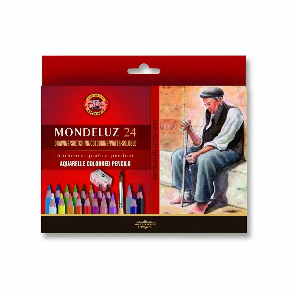 Карандаши акварельные художественные 24 цвета Koh-I-Noor Mondeluz, кисть, точилка (3711024003KZ)