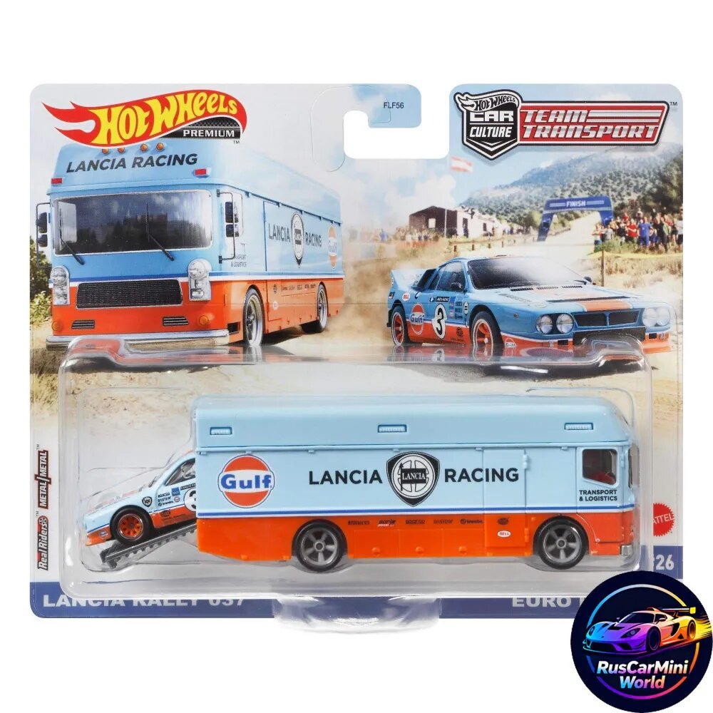 Машинка Hot Wheels Team Transport FLF56: Lancia Rally 037& Euro Hauler