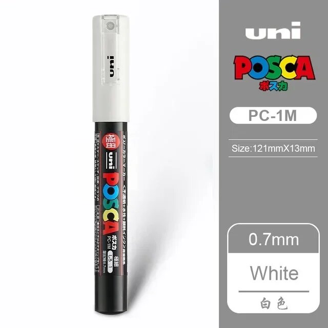 Uni POSCA PC-1M маркер для рисования, белый, 0.7mm