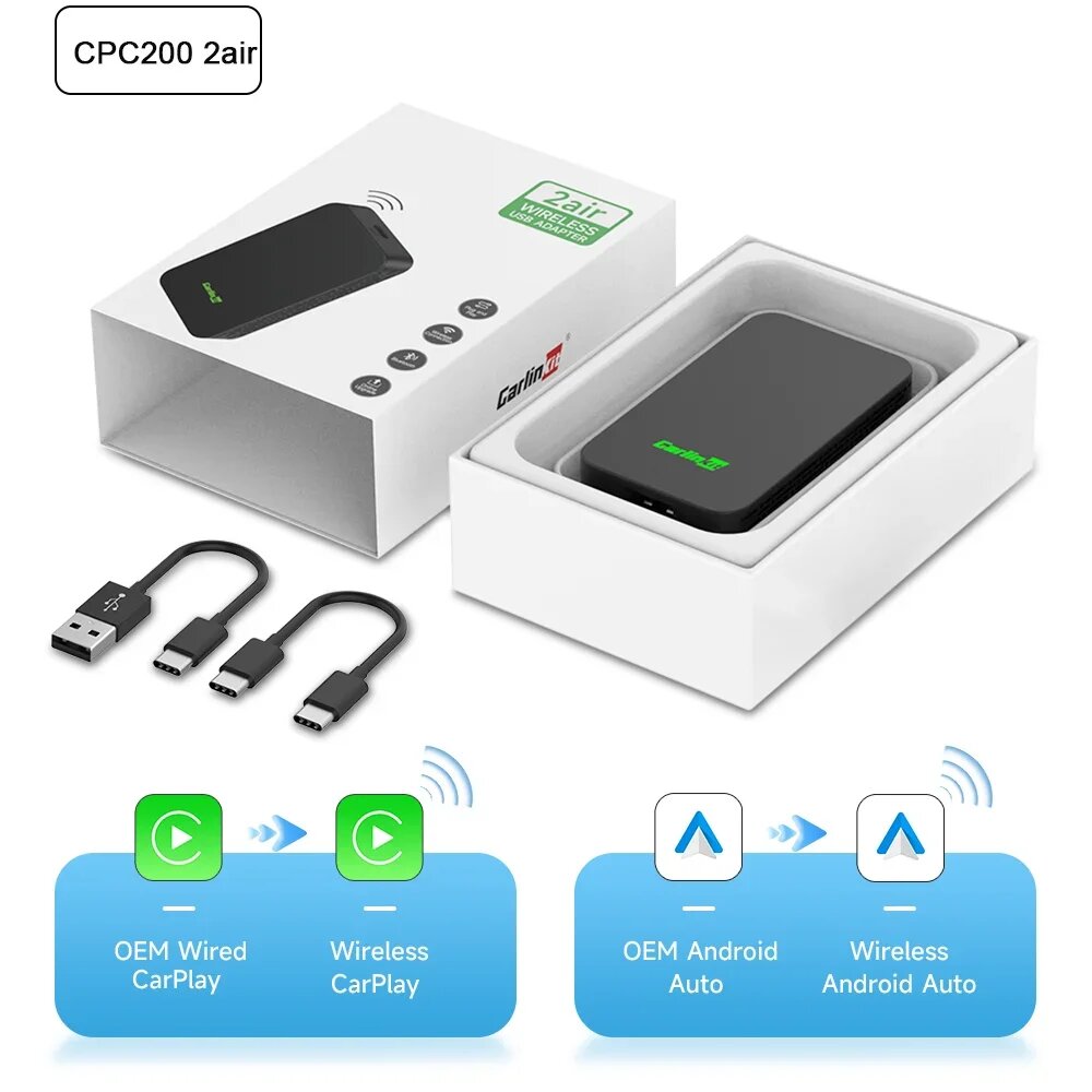 Беспроводной адаптер CarlinKit 5.0 2air & 4.0 CP2A для Android Auto и CarPlay с CarlinKit 5.0 2air