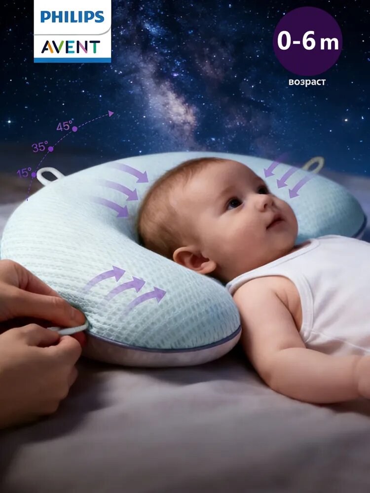 Philips Avent Подушка для детей 30x35 см, Мягкая, Меморикс
