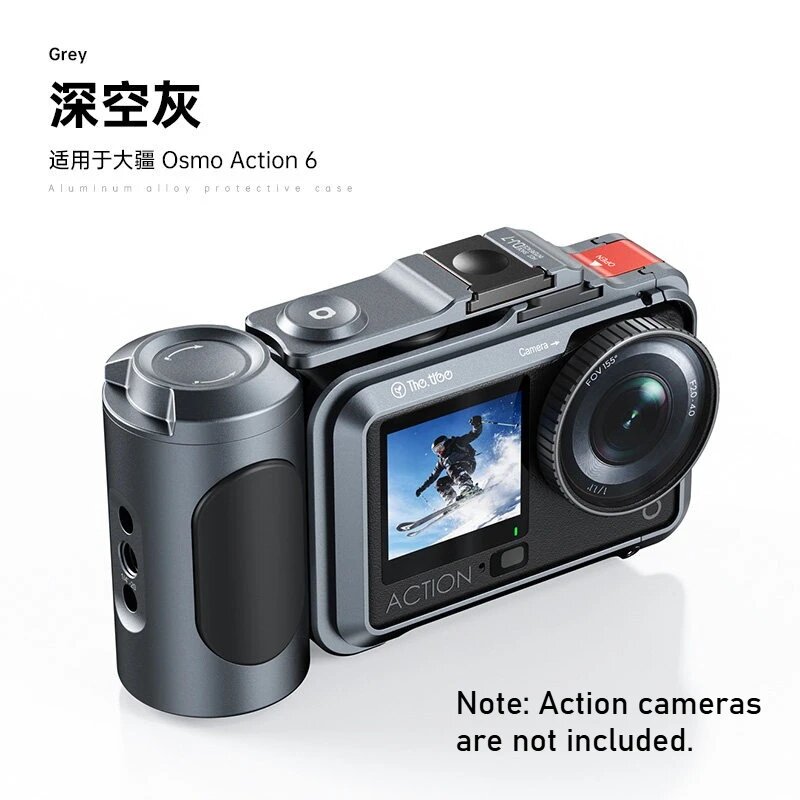 Алюминиевый кейдж для камеры DJI Osmo Action 6 с магнитным креплением, модульный корпус, холодный кронштейн, рукоятка, расширительная рамка для штатива 1/4 дюйма