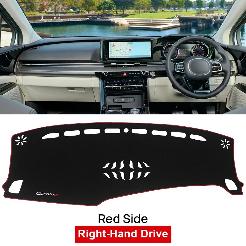 Защитный Нескользящий Коврик На Приборную Панель Для Kia Carnival Sedona KA4 2021-2026, RHD Red Side
