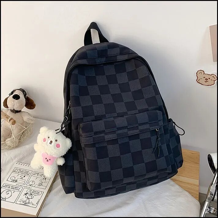 Рюкзак в клетку из ткани Оксфорд, 45x35x3 см, для ноутбука 17-17.3 дюйма — фото 1