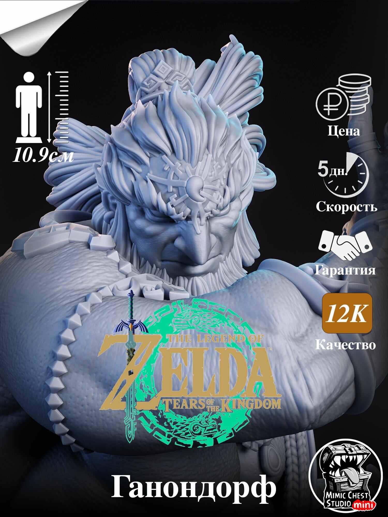 Фигурка Ганондорф (Ganondorf) из игры Legend of Zelda Tears of the Kingdom, мини версия