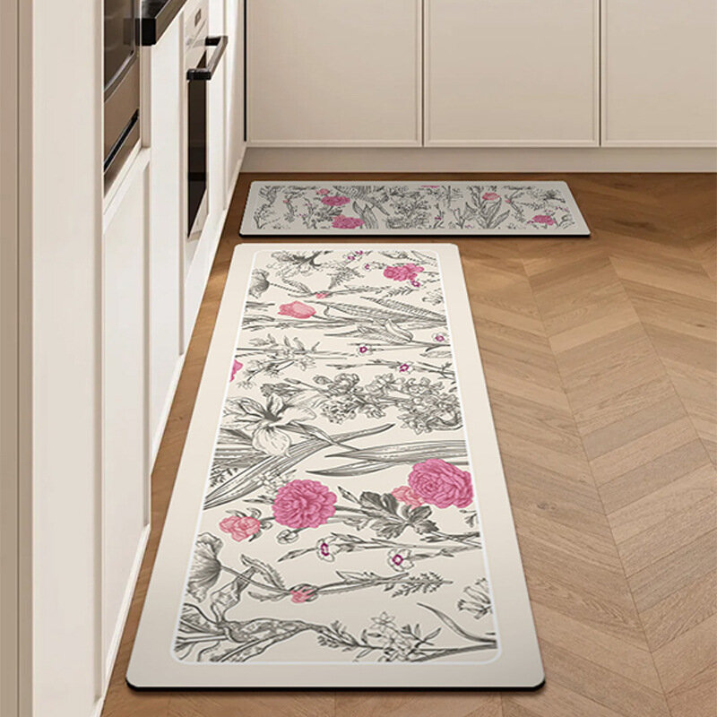 Коврик для кухни Blossom Half Summer 50x160 см. Абсорбирующий, нескользящий, стираемый, для дома