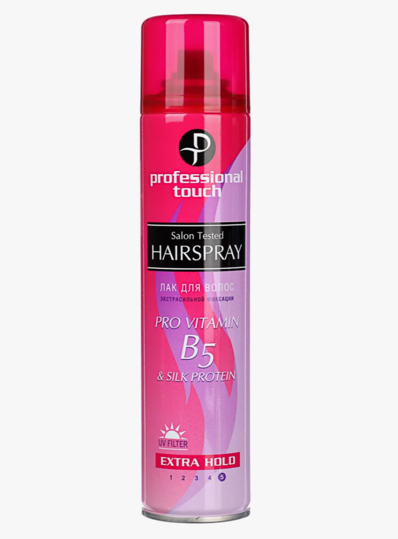 Professional Touch Лак для волос Provitamin B5 & Silk Protein, экстрасильная фиксация, 265 мл