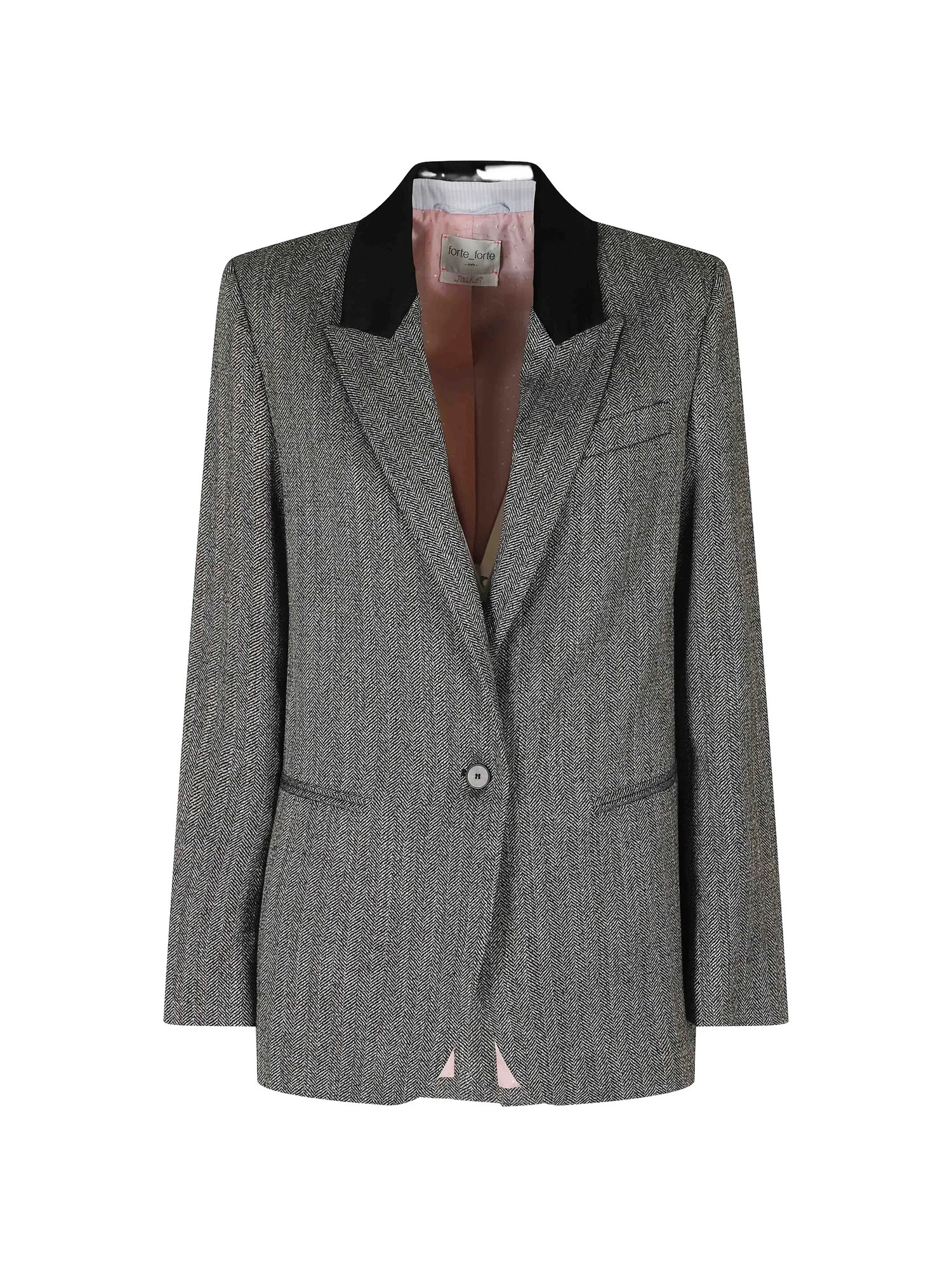 Пиджак Chevron-pattern velvet-collar blazer