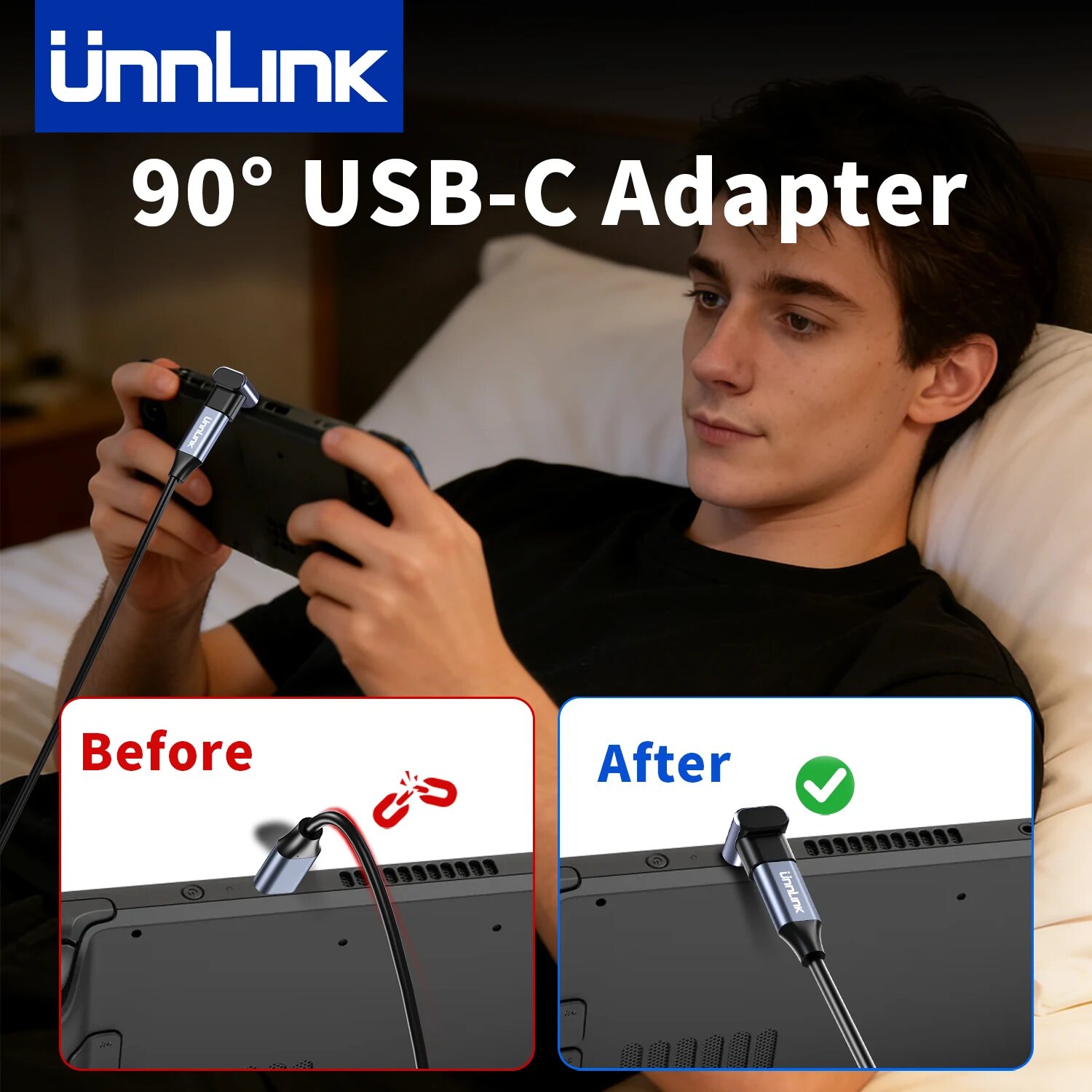 Unnlink адаптер USB-C 40 Гбит/с 8K 240Вт 90° — фото 1