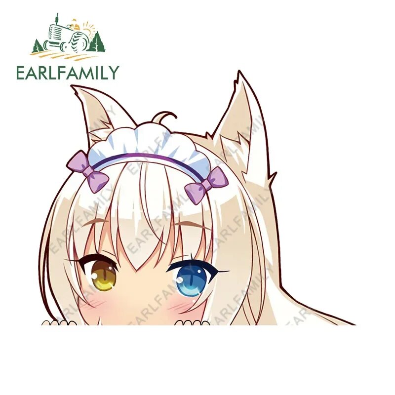 EARLFAMILY, 13 см X 10,4 см, аниме, девушка, подглядывающая, автомобильные аксессуары, наклейки, виниловые автомобильные наклейки для домов на колесах, окна, мотоцикл, доска для серфинга, Декор