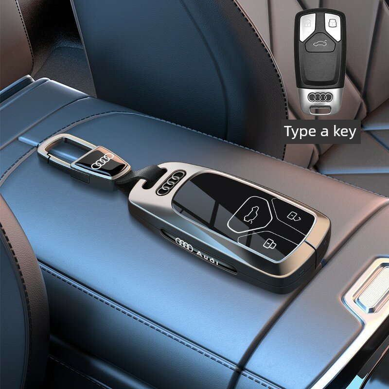 Премиум чехол для ключа Audi с дизайном пистолета и боковой эмблемой, металлическая кнопка с логотипом Audi для A4L,