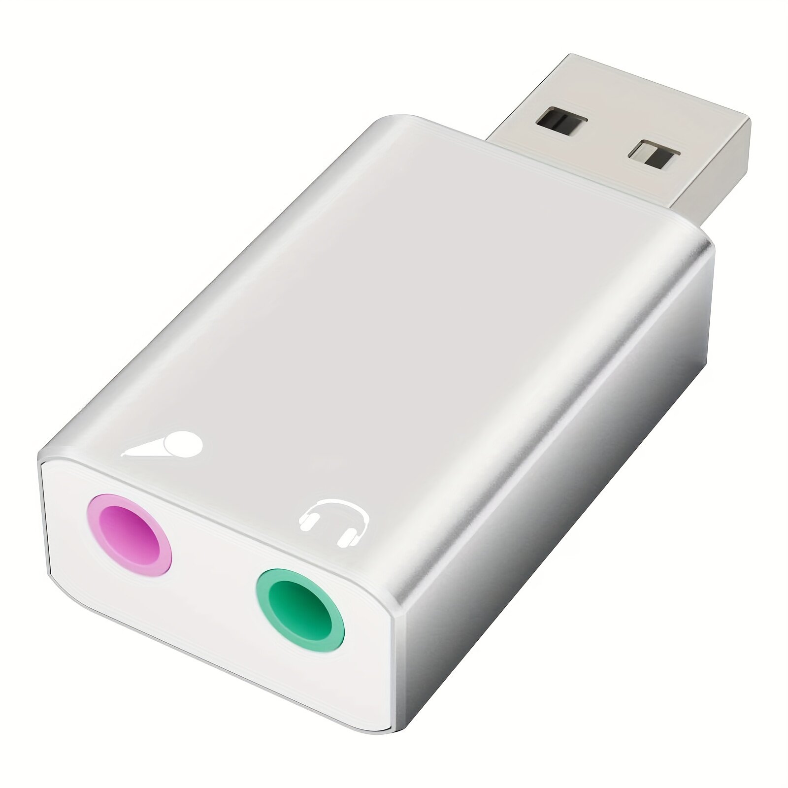 USB внешний стерео аудиоадаптер с разъемом 3.5 мм (аллюминиевый сплав) для наушников и микрофона, совместимый с Windows, Mac, Linux, ПК и ноутбуками, Plug and Play, 1 шт.