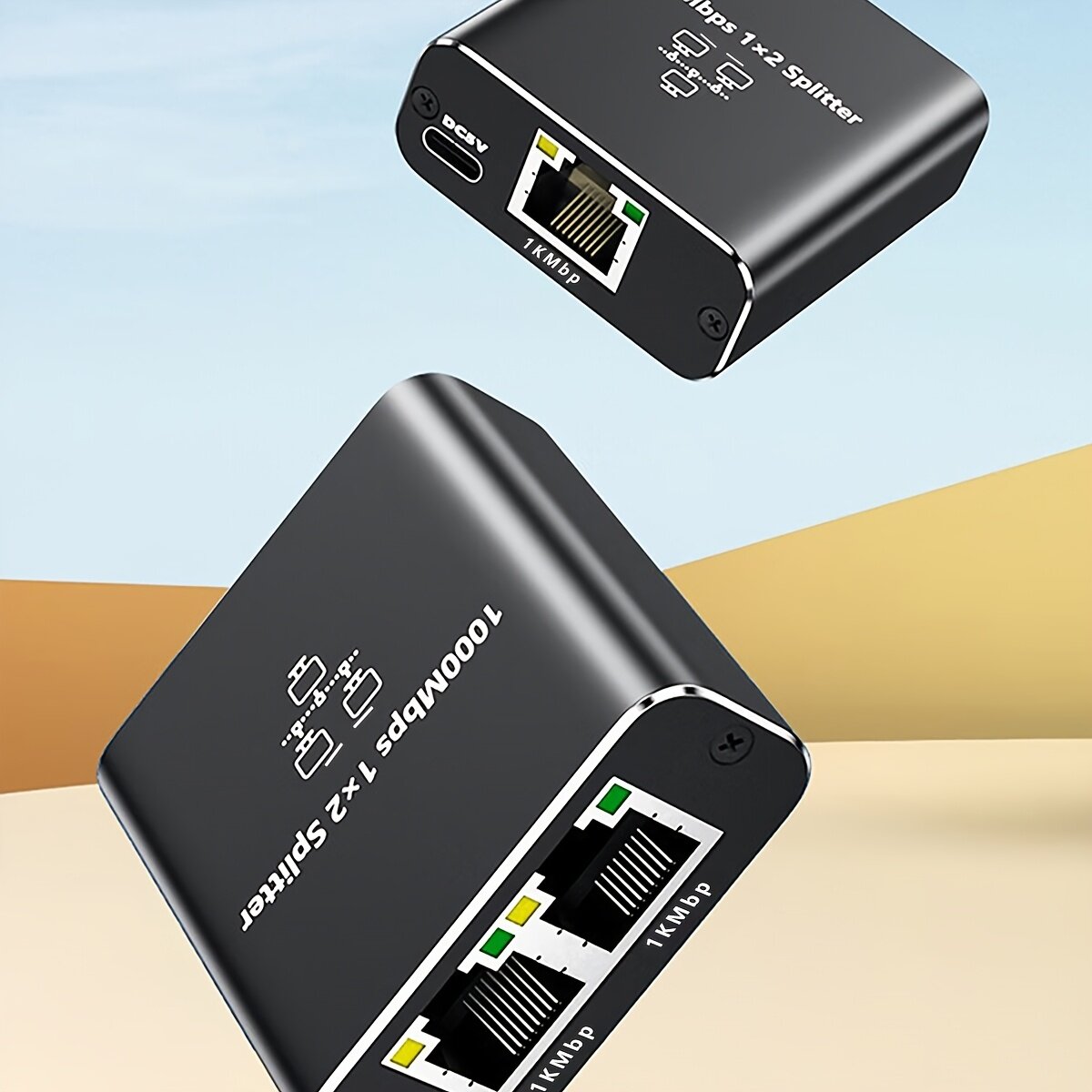 Разветвитель Ethernet Gigabit, 1 на 2 порта, для нескольких устройств по одному кабелю, черный