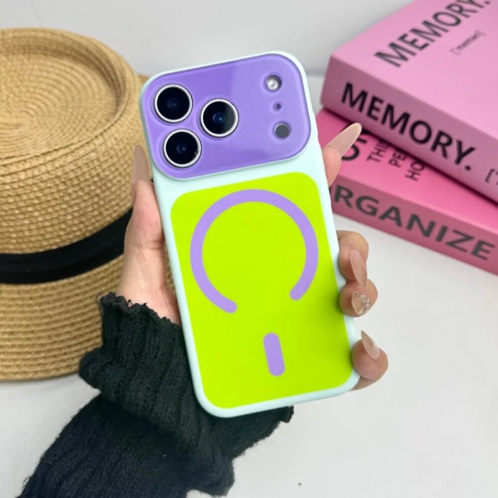 Магнитный чехол iPhone17 Про Макс Green Purple