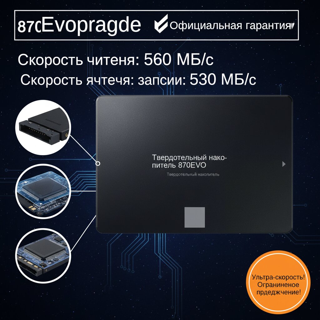 870EVO Универсал Твердотельный Накопитель SSD 4TB SATA3 Интерфейс 2,5 Дюйма
