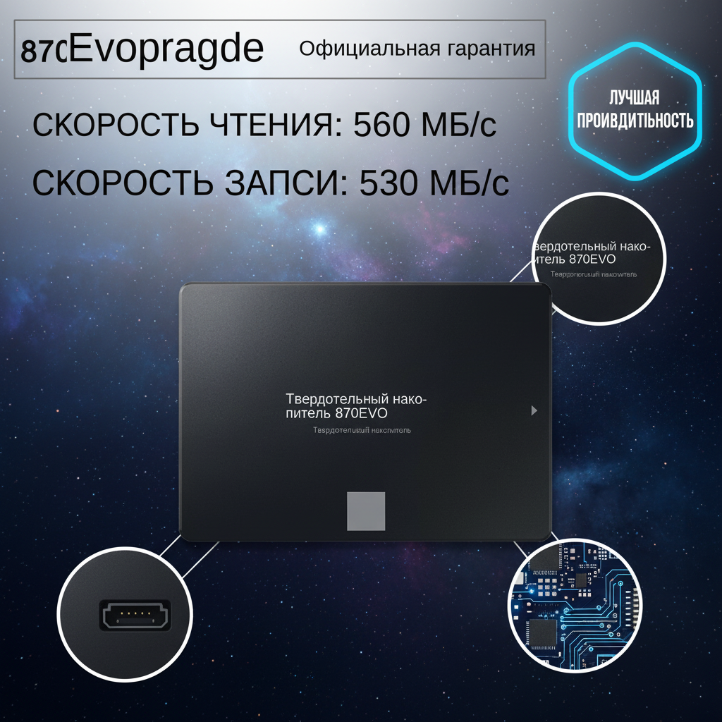 870EVO Универсал Твердотельный Накопитель SSD 4TB SATA3 Интерфейс 2,5 Дюйма