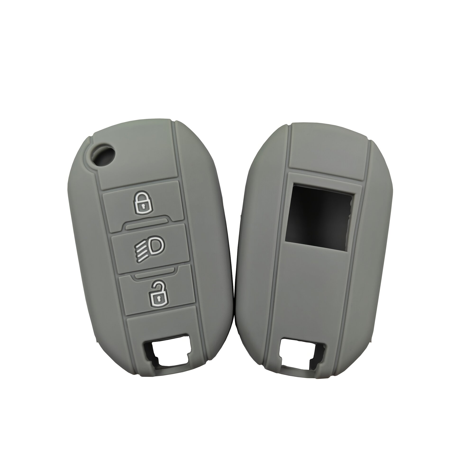 Силиконовый противоударный чехол для ключей Peugeot 3008, 408, 508, 2008 и Citroen C3-XR, C6, серый