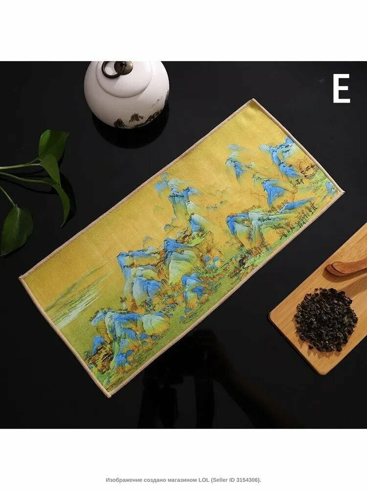Влагопоглощающая чайная салфетка 30×16 см, классическая живописная печать, защита и очистка чайного стола