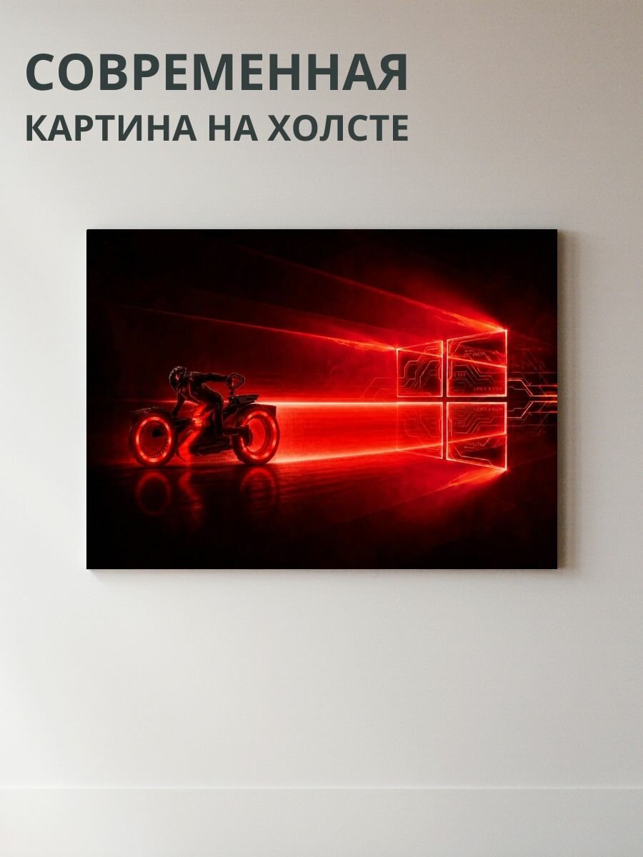 Картина на холсте Мотоцикл и мотоциклист 70x50 см