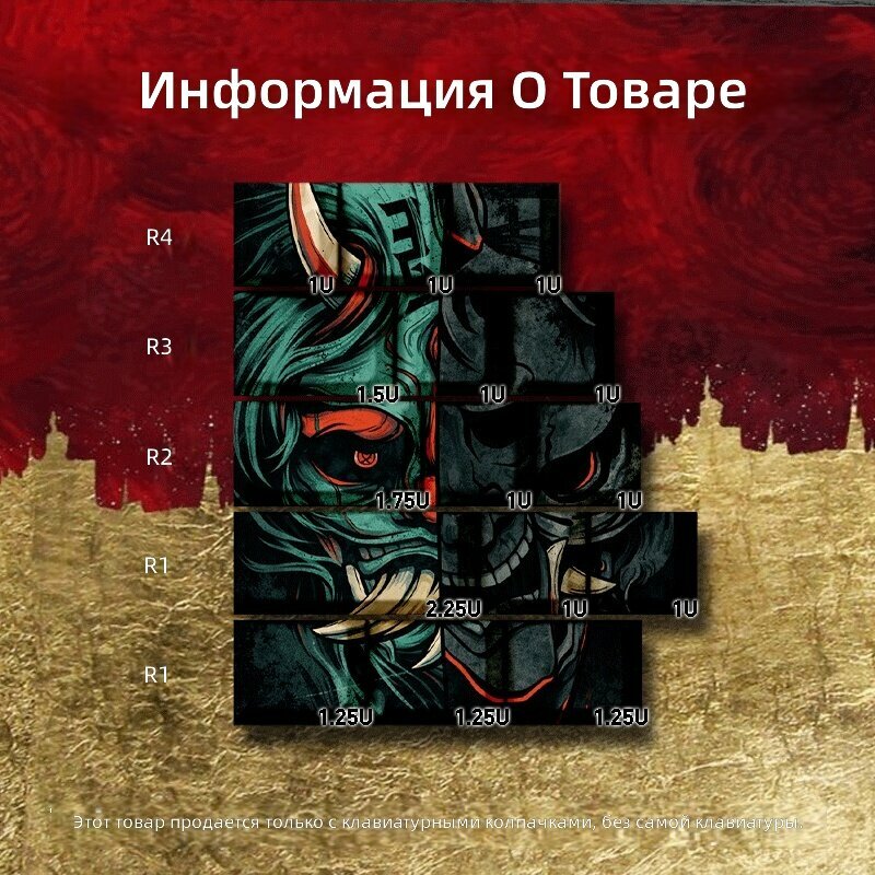Набор кейкапов для механической клавиатуры, 15 шт, OEM-профиль, PBT, пятисторонняя сублимационная печать, с лицом японского они, без клавиатуры