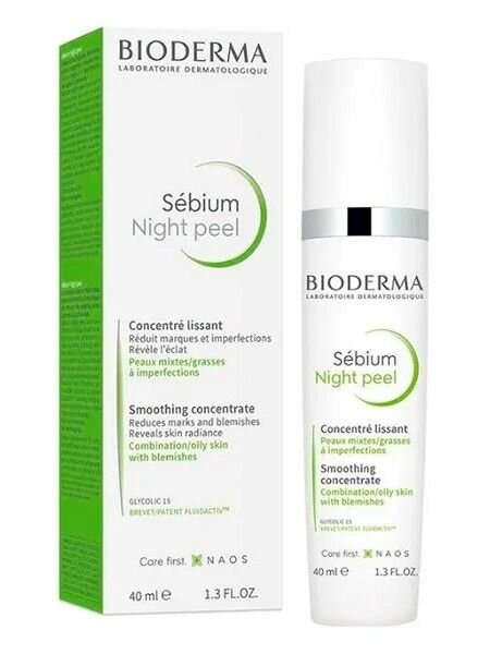 Bioderma Sebium пилинг для лица отшелушивающий ночной для комбинированной жирной проблемной кожи, 40 мл