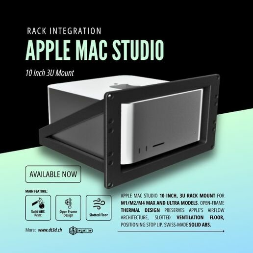 Apple Mac Studio 3U 10-дюймовое rack mount крепление